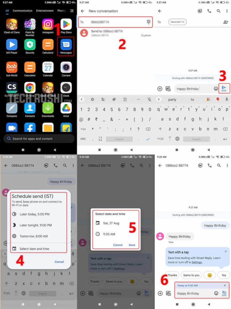How to Schedule Text Messages on Android in 2022 [3 Ways] | TechRushi